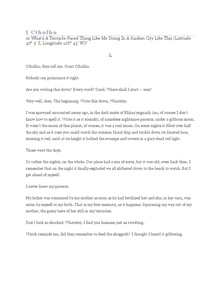 I Cthulhu by Neil Gaiman | PDF | Bertie Wooster | H. P. Lovecraft