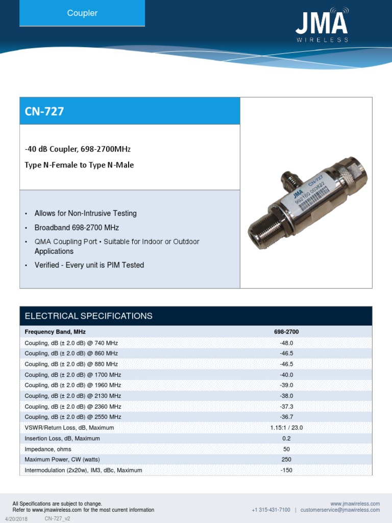 CN 727 DataSheet | PDF | Decibel | Information And Communications ...