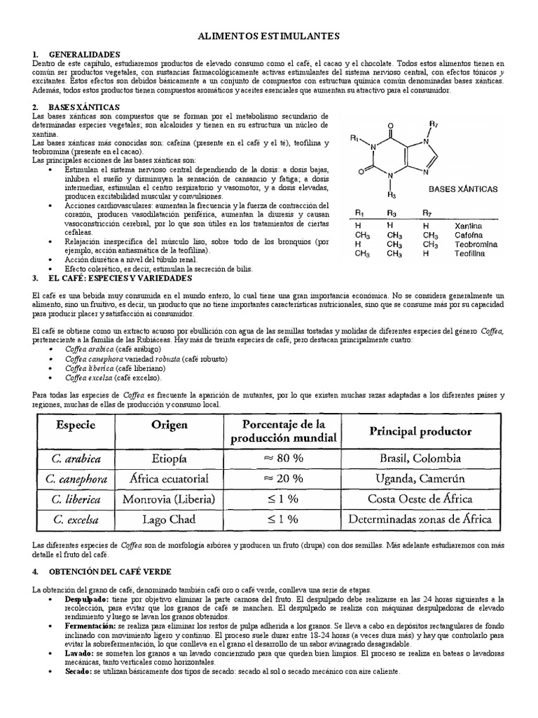 Alimentos Estimulantes | PDF | café | Té