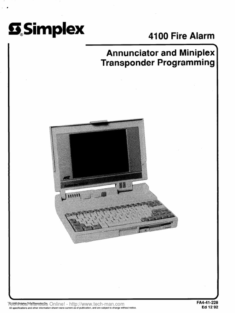 Ssimplex: 4100 Fire Alarm Annunciator and Miniplex Transponder ...