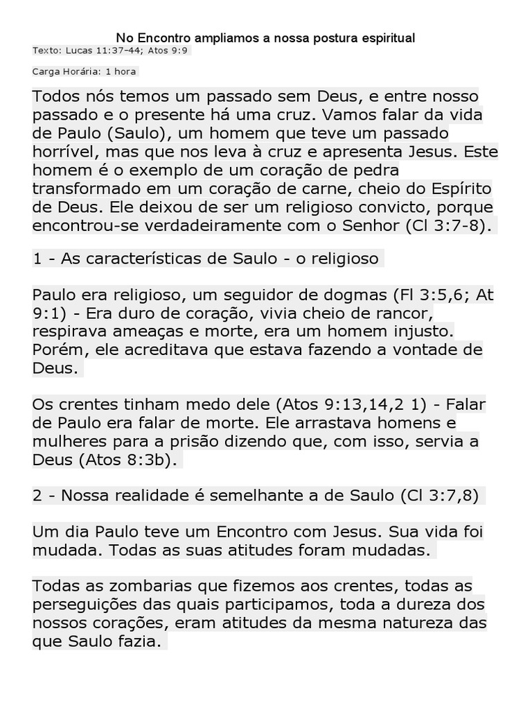 No Encontro Ampliamos A Nossa Postura Espiritual | PDF | Apóstolo Paulo ...
