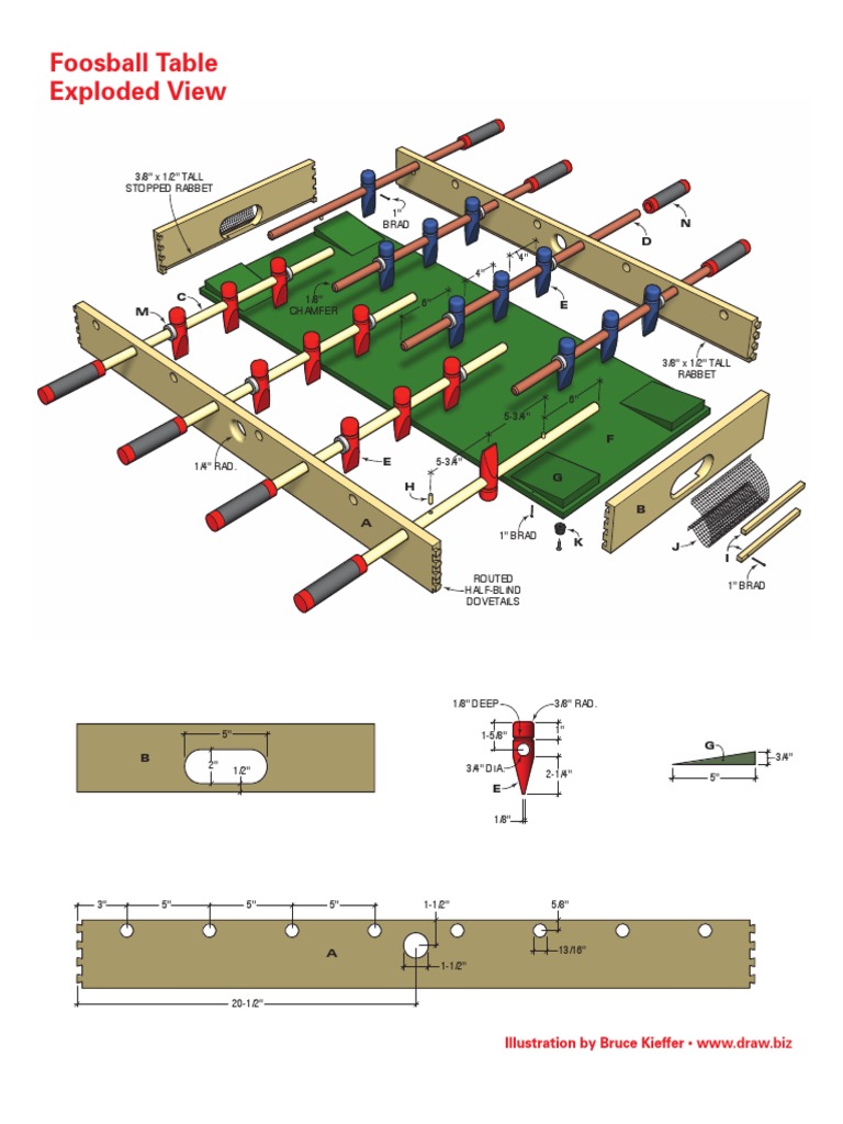 Foosball Table Exploded View: Illustration by Bruce Kieffer - WWW ...