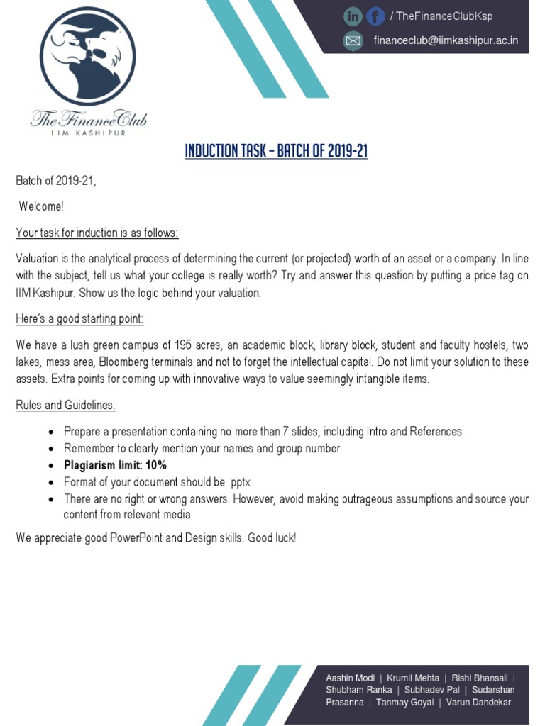 The Finance Club - Induction Task | PDF