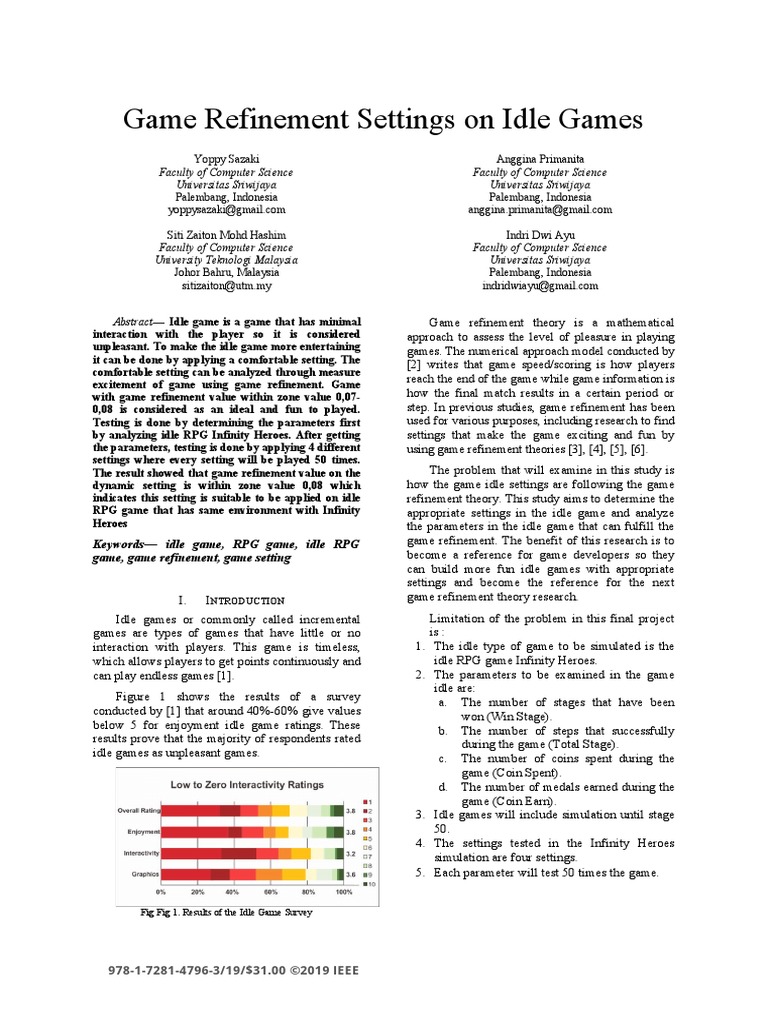 Game Refinement Settings On Idle Games (Revised) | PDF | Simulation | Data