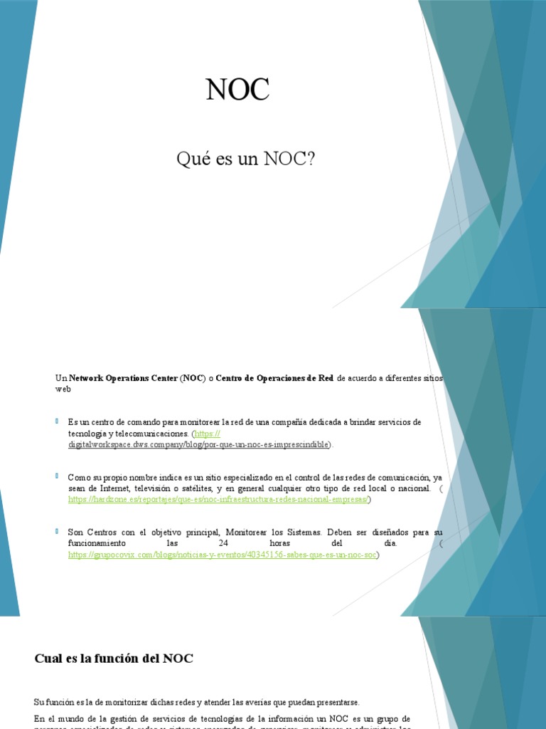 Funciones y significado del NOC | PDF | Red de computadoras | Redes de ...