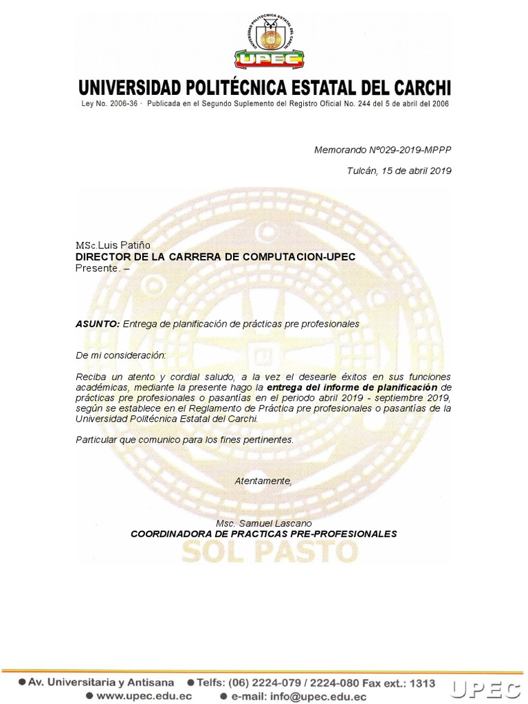 Oficio Entrega de Informes | PDF