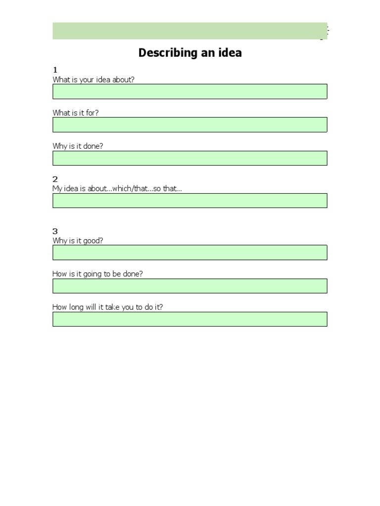 Describing An Idea: What Is Your Idea About? | PDF
