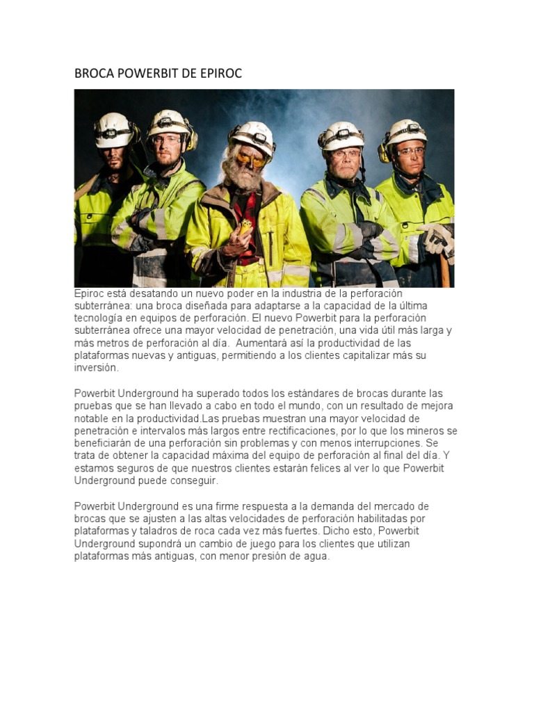 Broca Powerbit de Epiroc | PDF | Minería | Acero