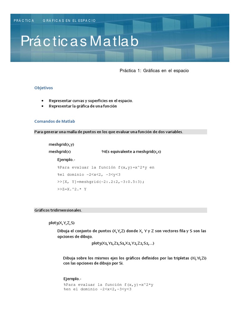 Práctica 1 Gráficas Con Matlab | PDF | Curva | Función (Matemáticas)