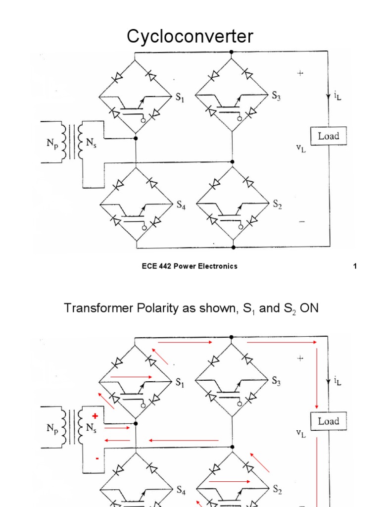 Cycloconverter Operation and Voltage Polarity Analysis | PDF