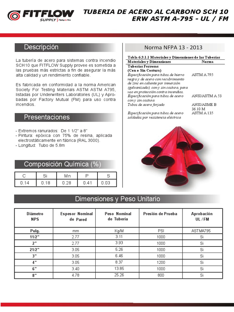 Ficha Técnica Tubería Acero Sch 10 Pdf Tubería Transporte De