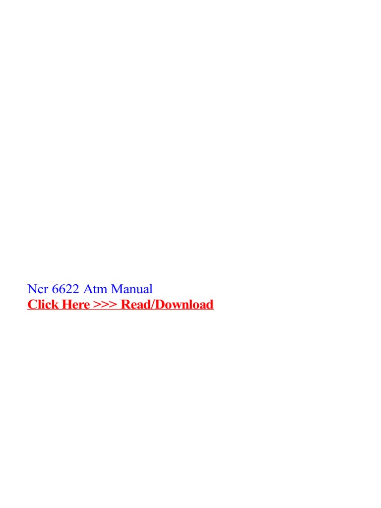 NCR 6622 Atm Manual | PDF | Automated Teller Machine | Screw