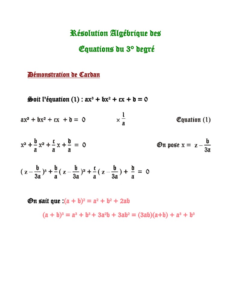 Résolution des Équations Algébriques | PDF | Équation du second degré ...