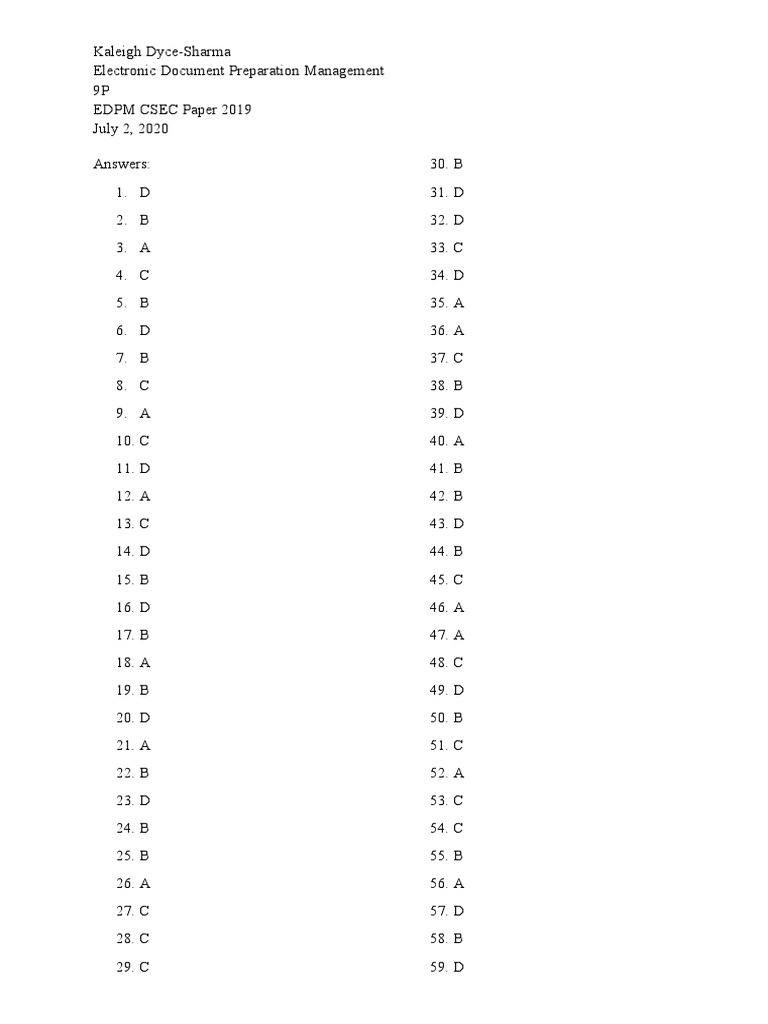 CSEC EDPM Paper 2019 | PDF