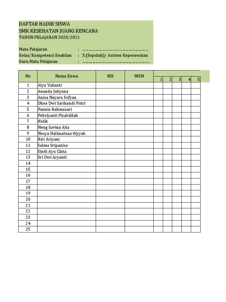Absensi Siswa (Mapel) | PDF