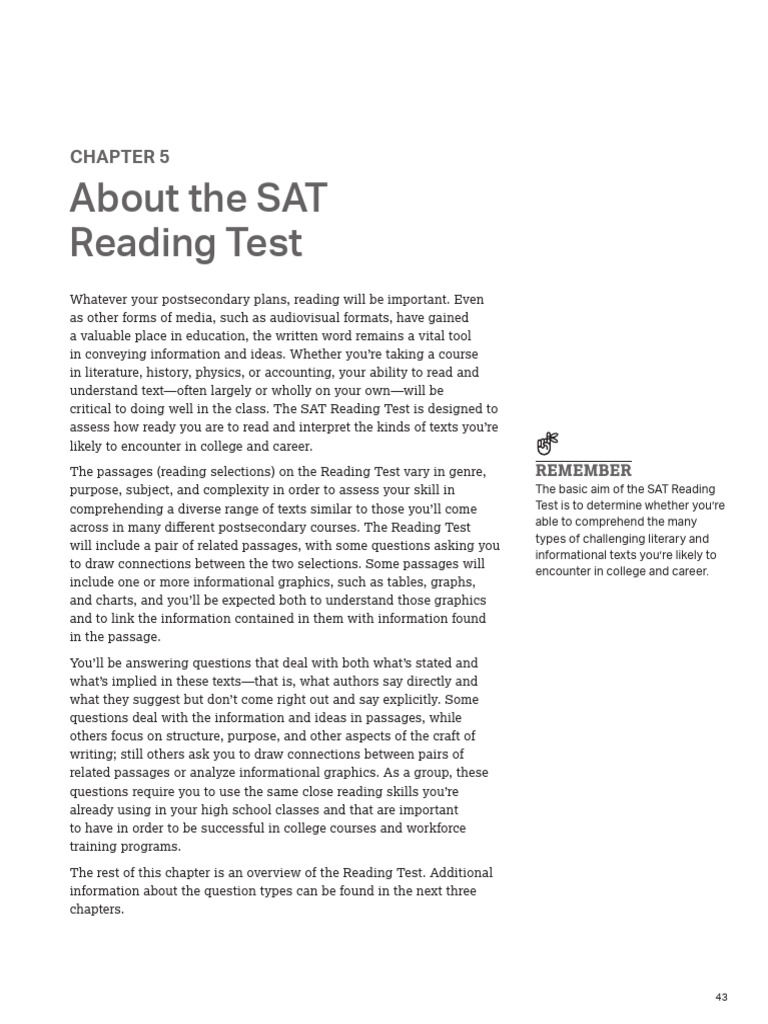 Overview of the SAT Reading Test | PDF | Sat | Question