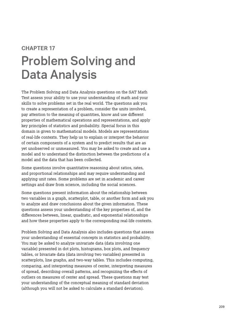 SAT Math: Analyze Problem Solving and Data Analysis Questions | PDF