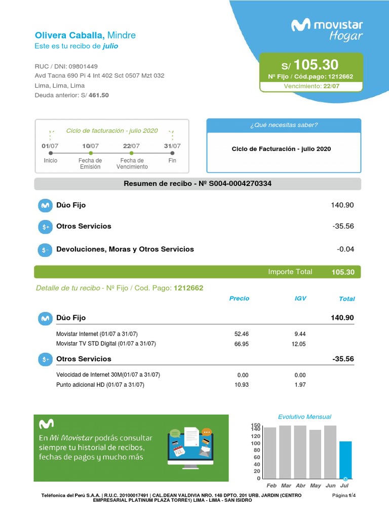 Recibo Telefonica Julio PDF | PDF | Informática y tecnología de la ...