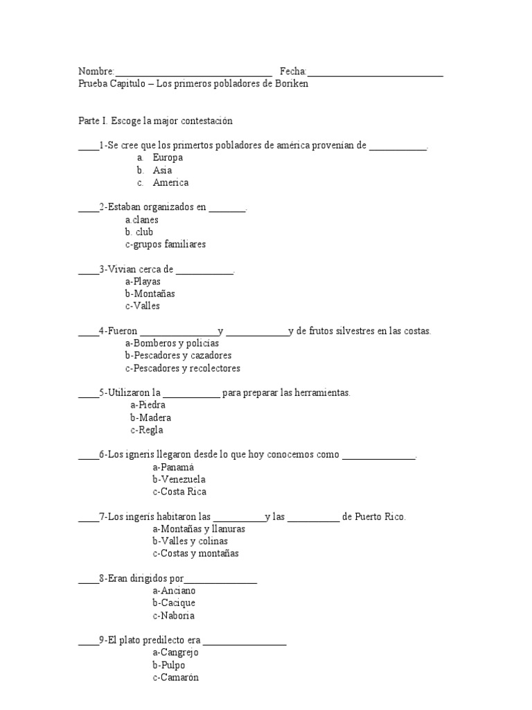 Prueba Tainos | PDF | Antillas | caribe