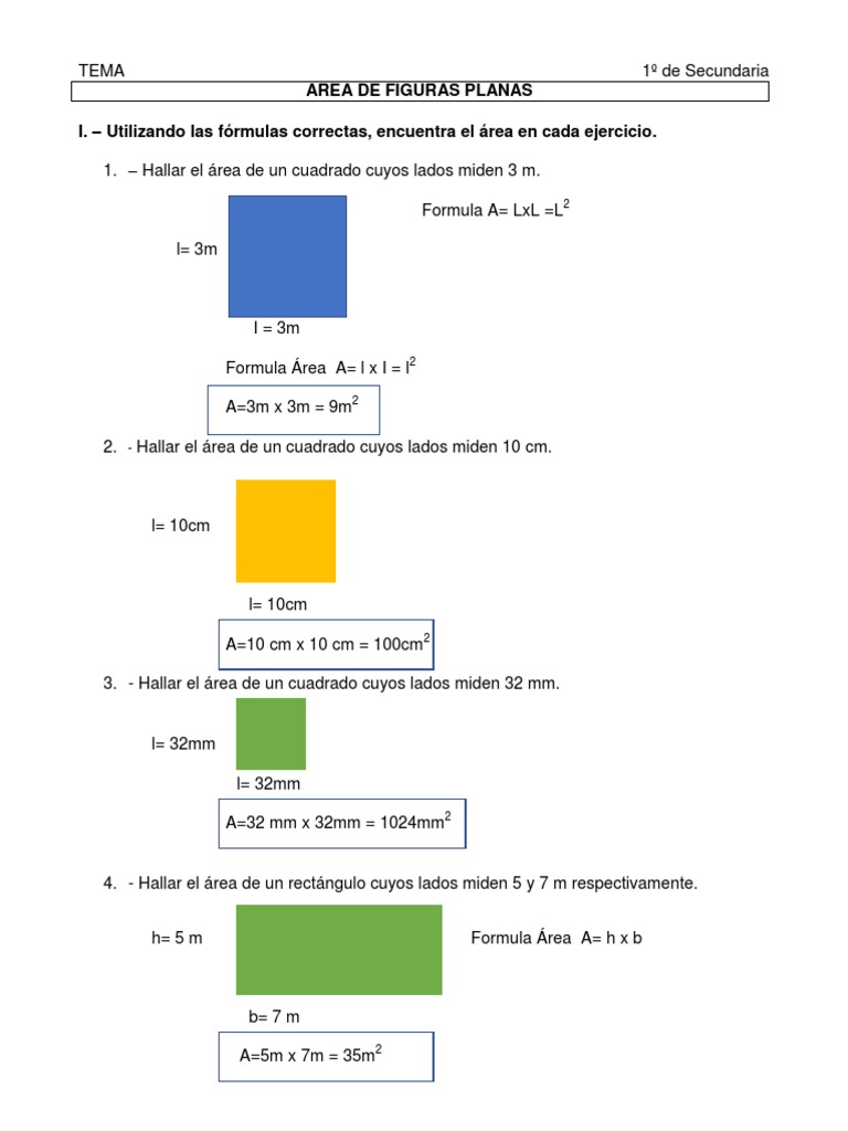 1º de Sec. Área de Figuras Planas | PDF | Geometría Convexa ...