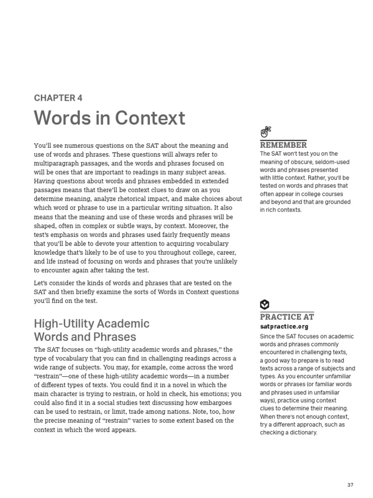 PDF - Official Sat Study Guide Words Context | PDF | Question | Sat