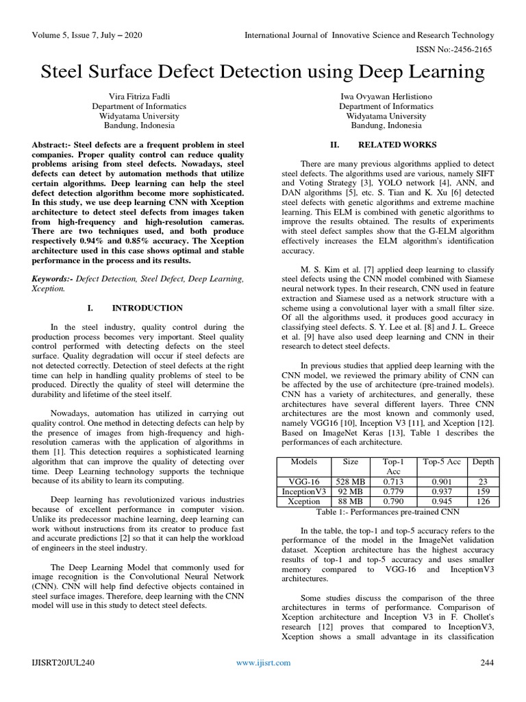 Steel Surface Defect Detection Using Deep Learning | PDF | Deep ...