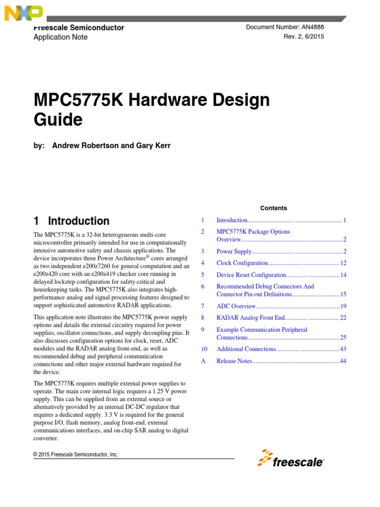 MPC5775K Hardware Design Guide: Application Note | PDF | Power Supply ...