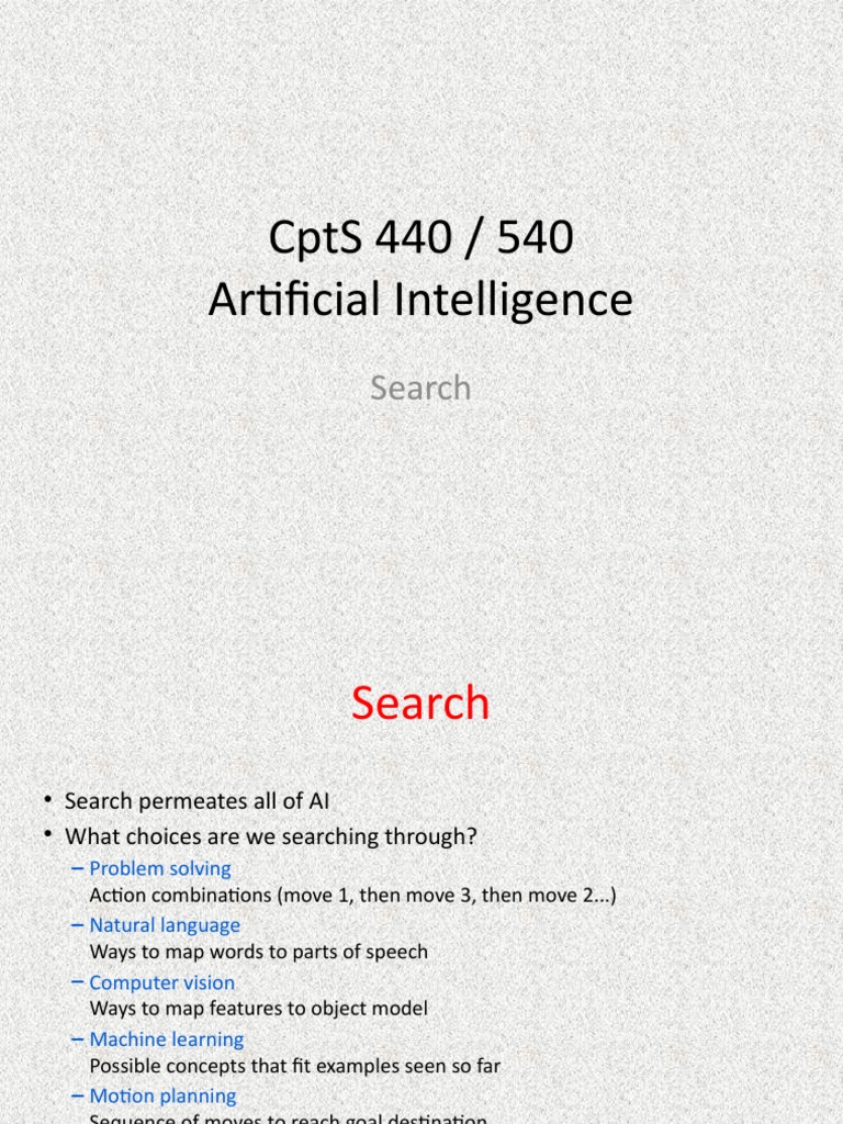 Cpts 440 / 540 Artificial Intelligence: Search | PDF | Mathematical ...