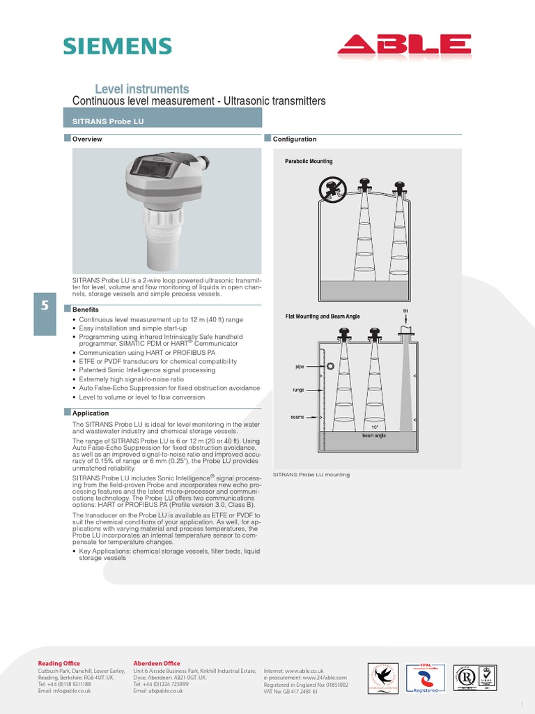 Sitrans Probe Lu Datasheet PDF | PDF | Electrical Engineering