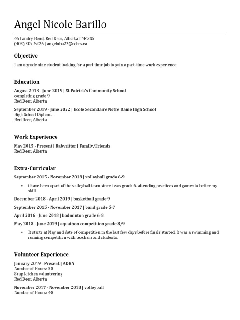 Angelnicole Barillo Resume - Angel | PDF