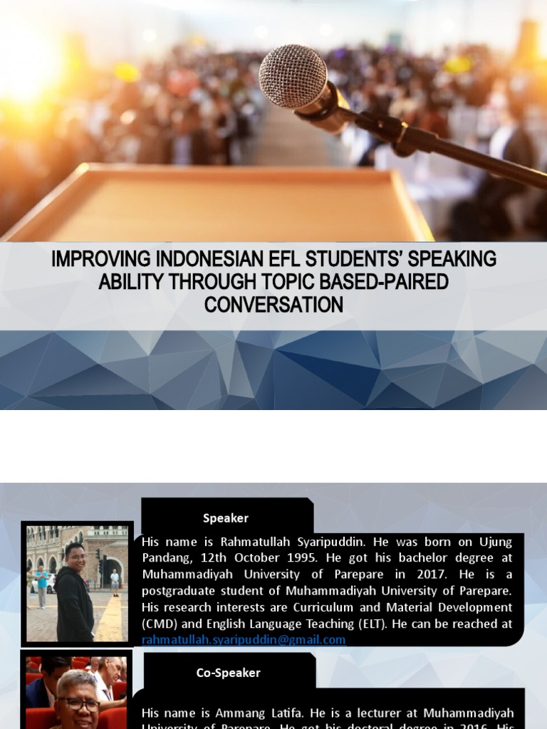 Improving The Eleventh Grade Students' Speaking Ability Through Topic ...