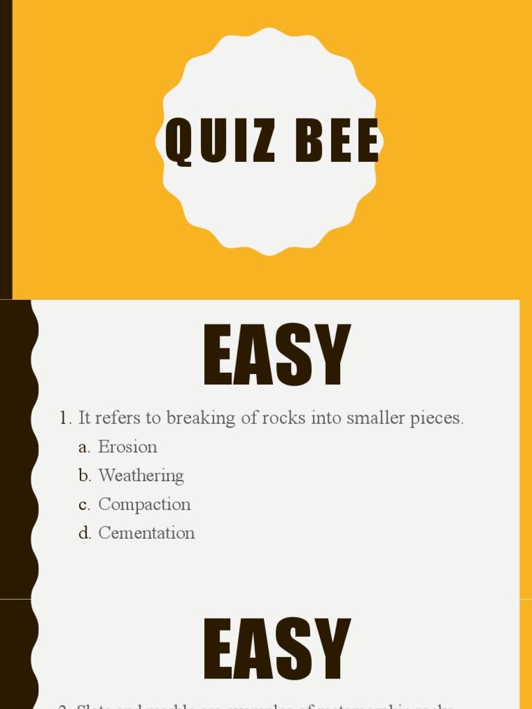 Quiz Bee Grade 5 | PDF | Weathering | Rock (Geology)