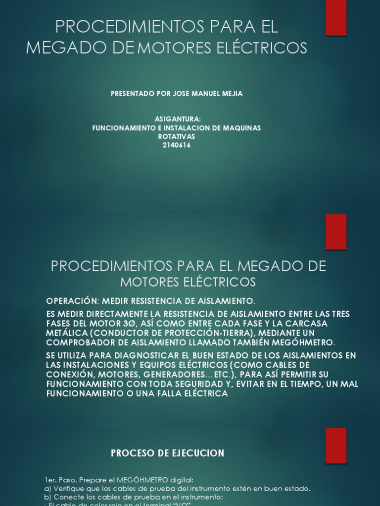 Procedimientos para El Megado de Motores Eléctricos | PDF | Corriente ...