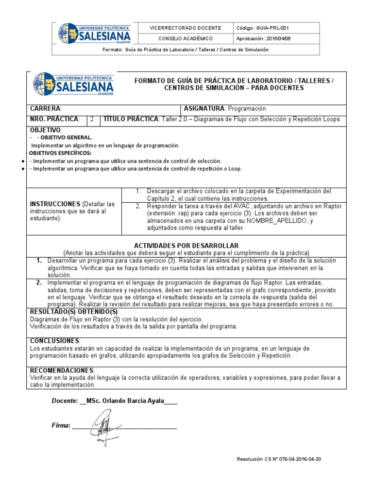 Guía Práctica de Laboratorio - Programacion-Barcia-P2.0-Alg-Selecc-Repet | PDF | Lenguaje de ...