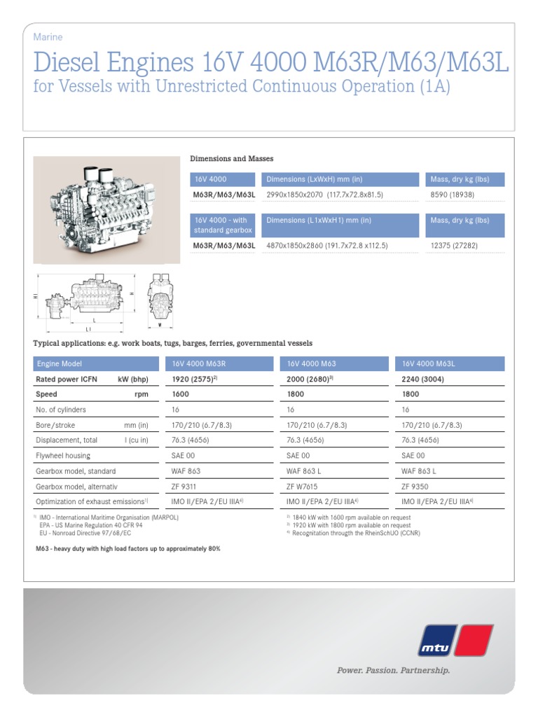 Diesel Engines 16V 4000 M63R/M63/M63L: For Vessels With Unrestricted ...