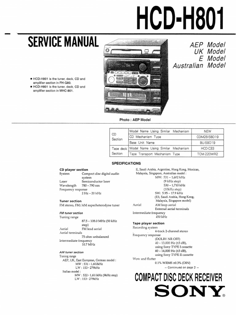 Sony hcd-h801 PDF | PDF