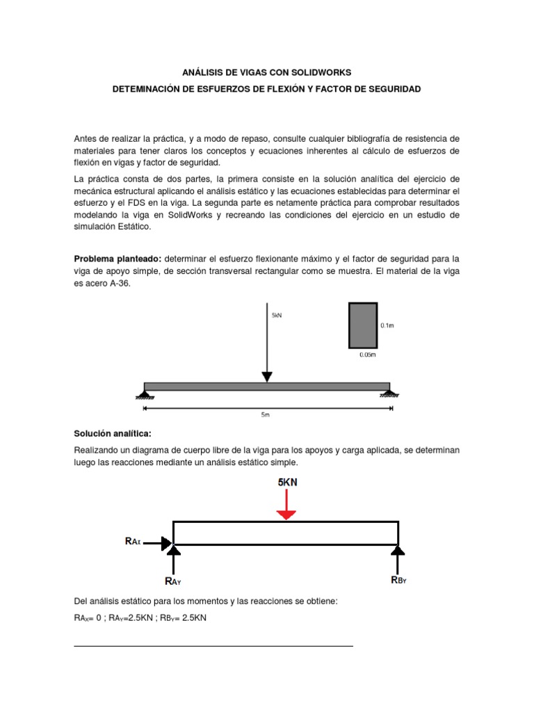 Análisis Estático de Vigas en SolidWorks | PDF | Doblar | Simulación