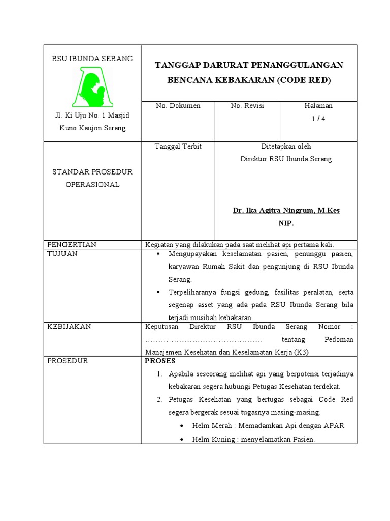 Spo Tanggap Darurat Penanggulangan Bencana Kebakaran (Code Red) | PDF