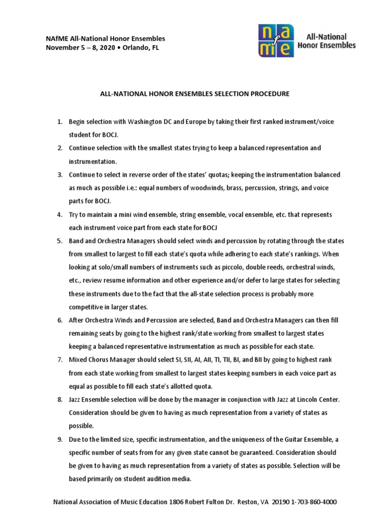 NAfME All-National Honor Ensembles Guide | PDF | Orchestras | Music ...
