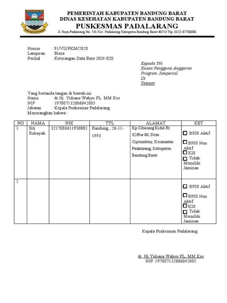 Surat Keterangan Jampersal Pdf