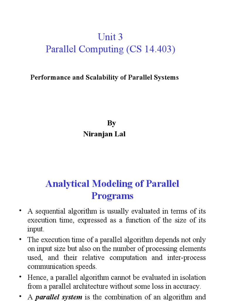 Parallel Computing - Unit III | PDF | Parallel Computing | Mathematical Concepts