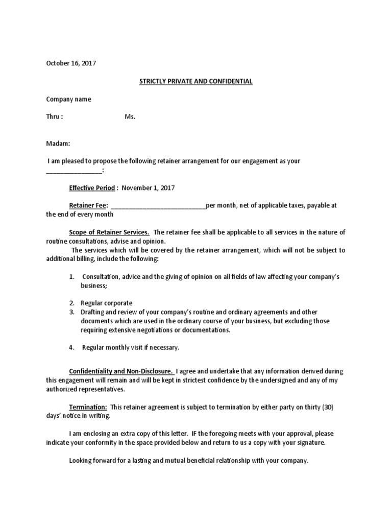 General Retainer agreement-TEMPLATE | PDF