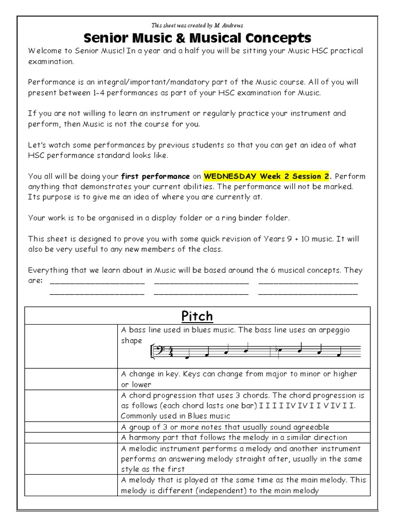 001 Musical Concepts Revision | PDF | Scale (Music) | Pitch (Music)