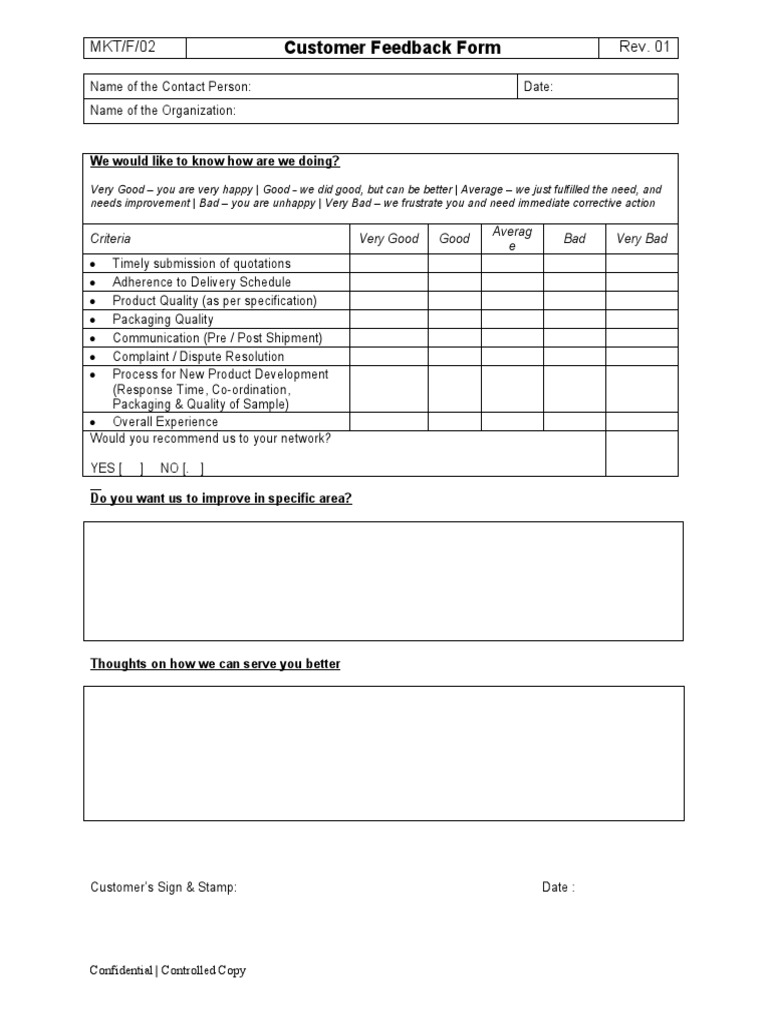 Feedback Form - Blank | PDF