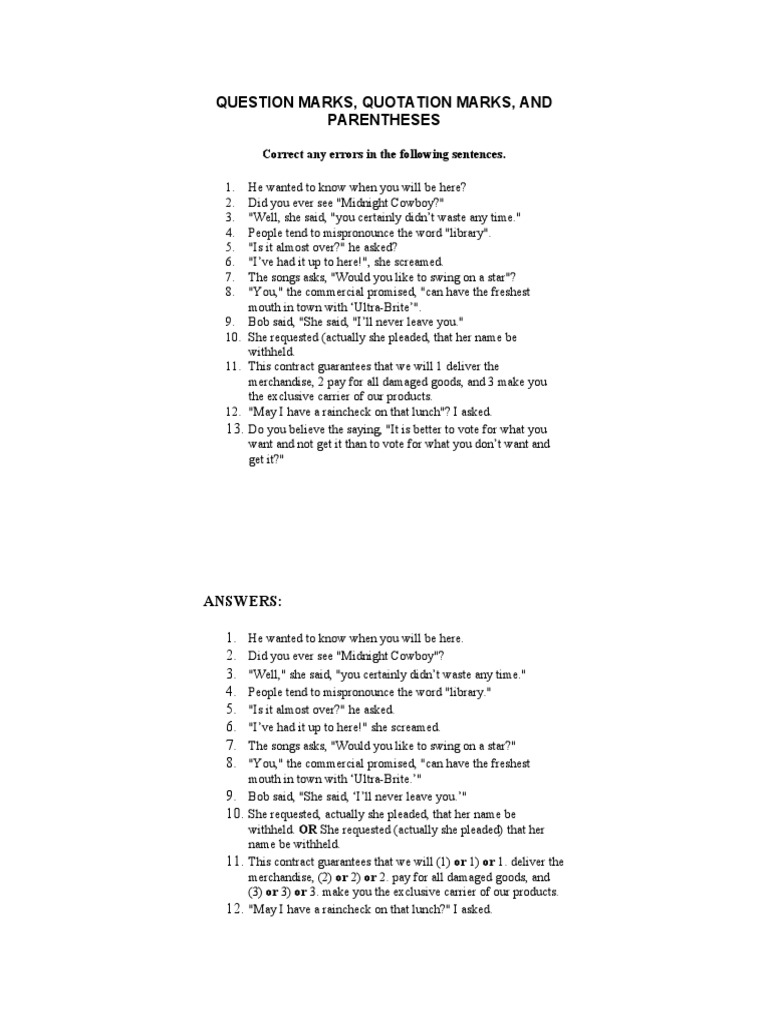 QUESTION MARK-Practise Exercise-English Grammar | PDF