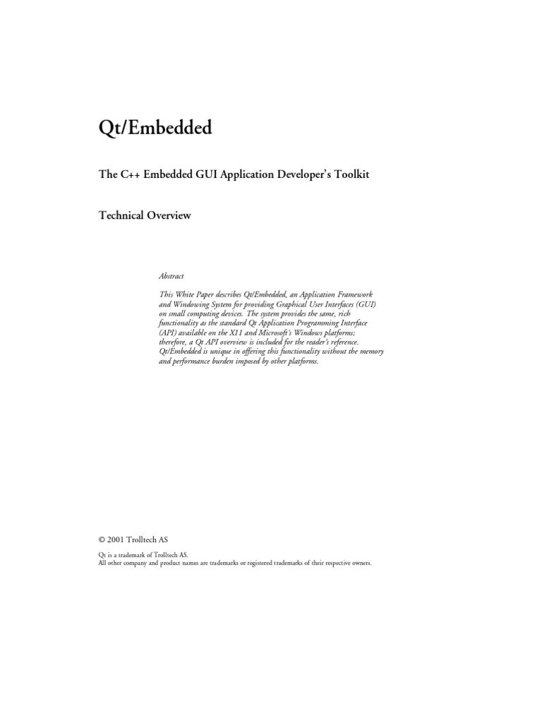 Qt/Embedded: The C++ Embedded GUI Application Developer's Toolkit | PDF | Embedded System ...