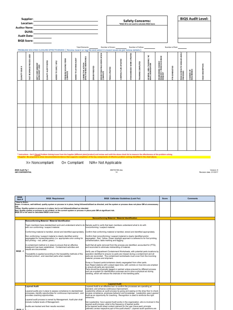 P!. GM 1927-30 - BIQS Audit v.7.0 2017-04-05 | PDF | Audit | Calibration