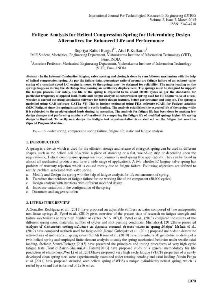 Fatigue Analysis For Helical Compression Spring For Determining Design ...