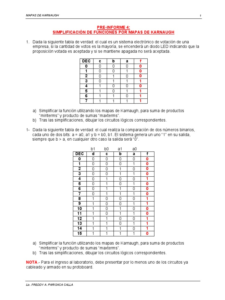 Mapa de Karnaugh 2020 | PDF | Ingeniería Informática | Ingeniería ...