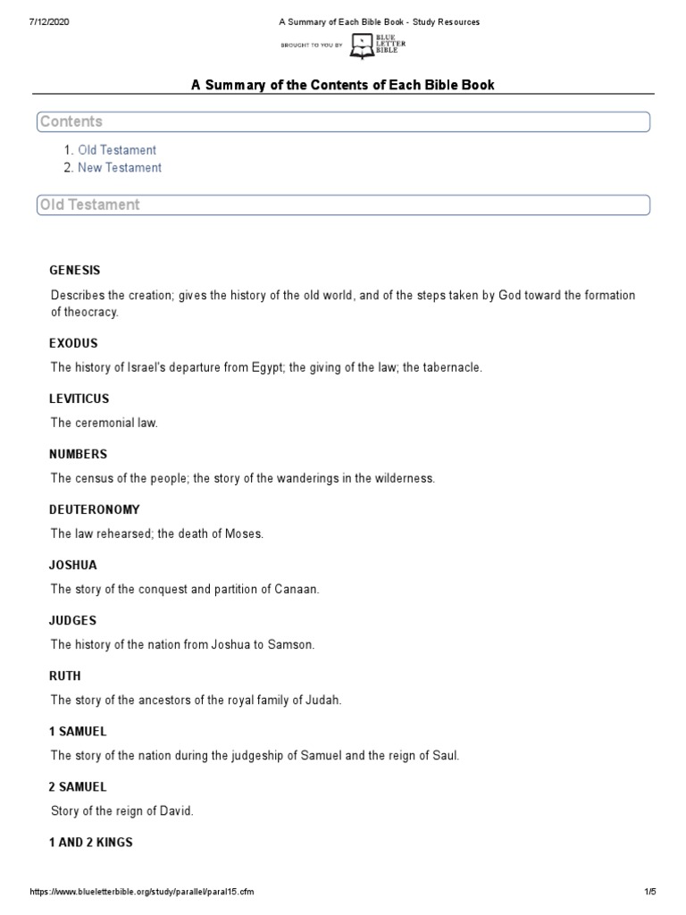 A Summary of Each Bible Book - Study Resources | PDF | Paul The Apostle ...
